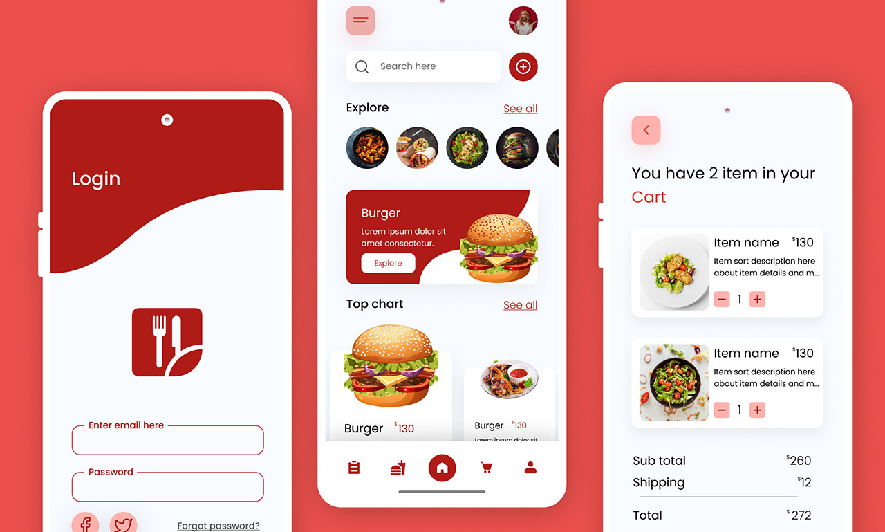 Restaurant app UX and UI design by Monirul Sheikh on Dribbble