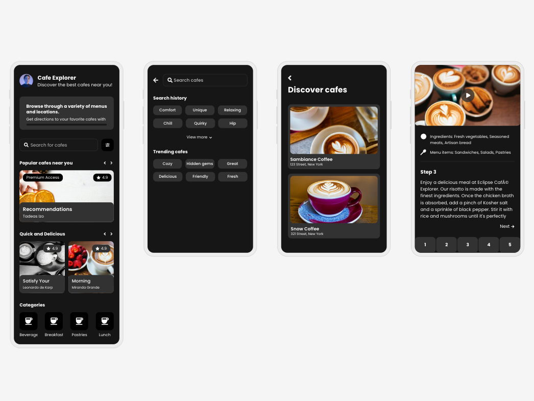 Cafe Explorer Mobile App - UI Design by M Rafi Baihaki on Dribbble