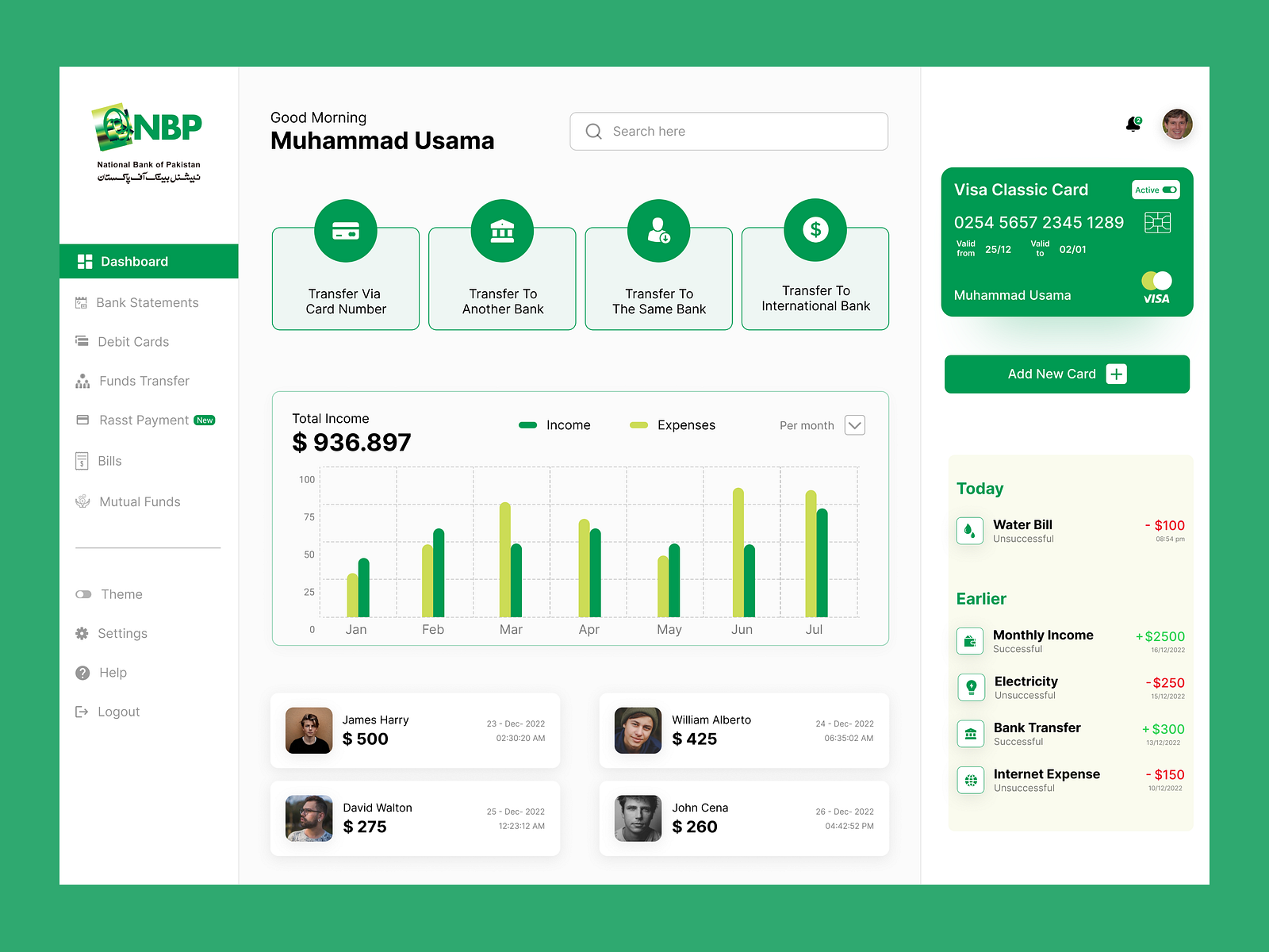 UI Concept for a Banking Dashboard! by Muhammad Usama on Dribbble