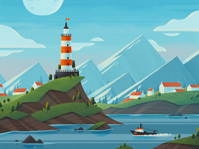 A Lighthouse landscape by Dzmitry Kazak on Dribbble