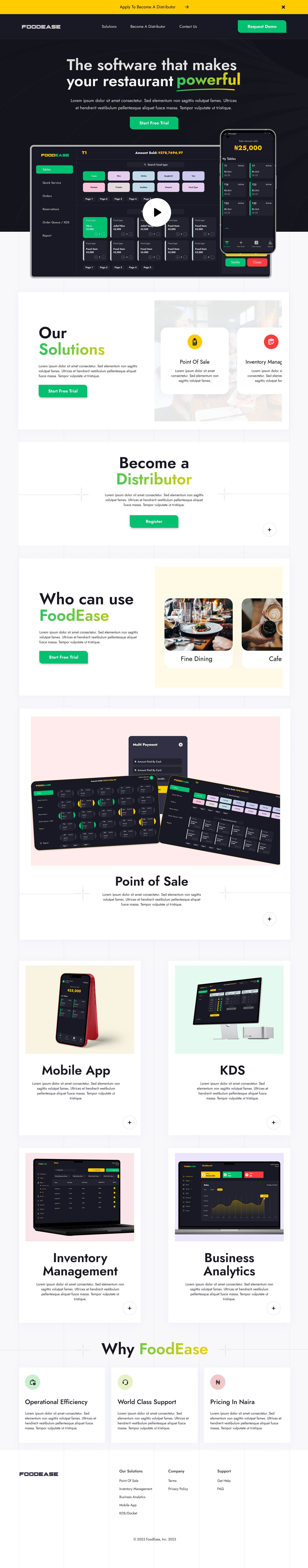 Restaurant Software Website Landing Page by Amara Irobi on Dribbble