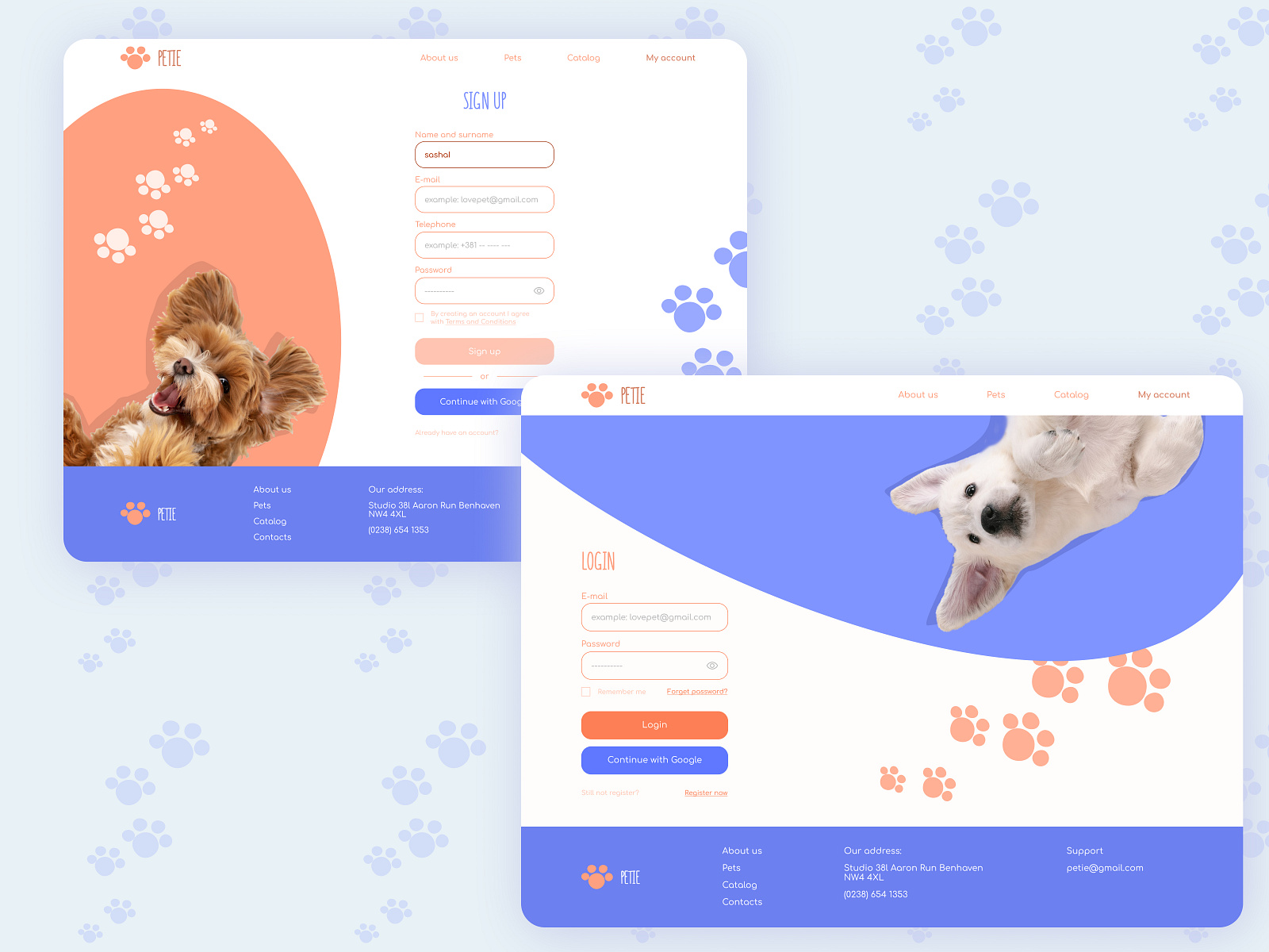 Sign up and Login forms by Kseniia Kliushina on Dribbble