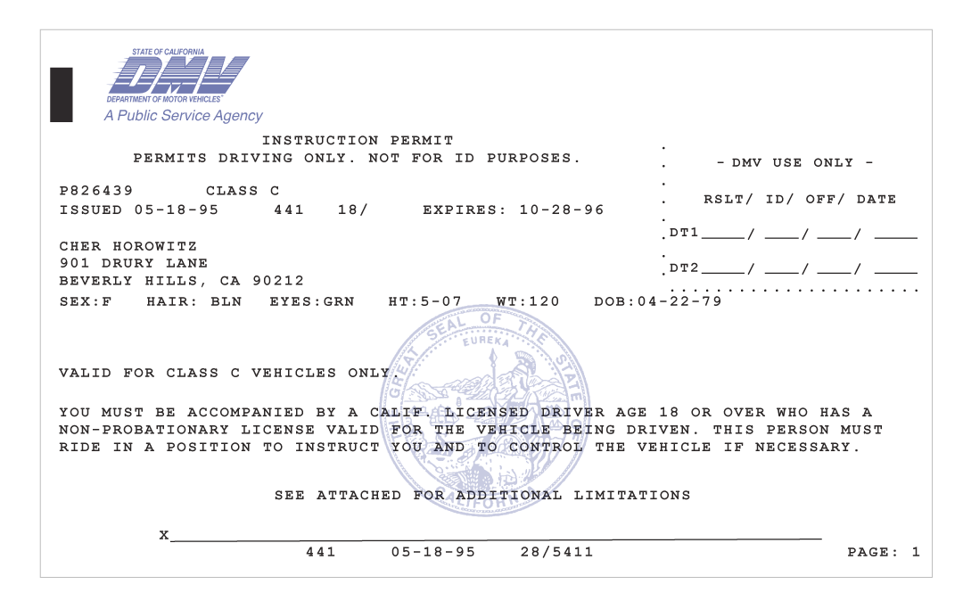 Graphic Prop Design: Clueless, DMV Learner's Permit by Carolyn Depot on ...