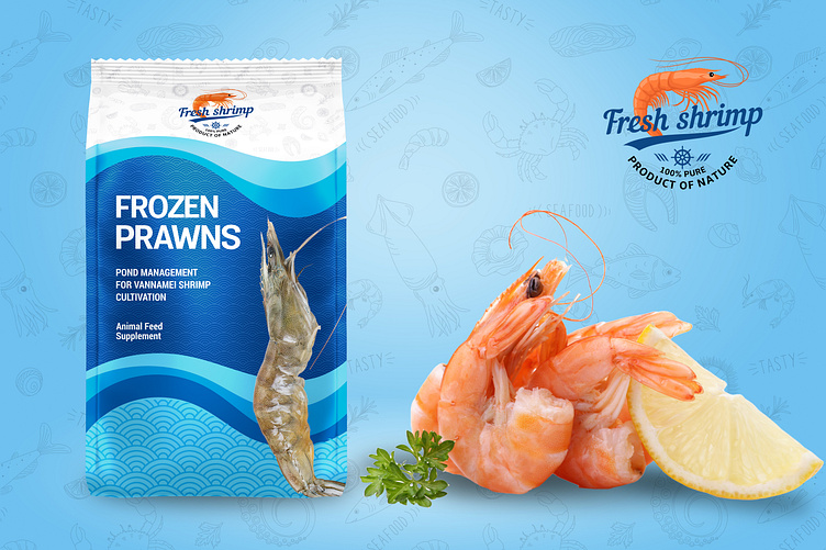 Frozen Prawns Pouch Design by eCare Packaging on Dribbble