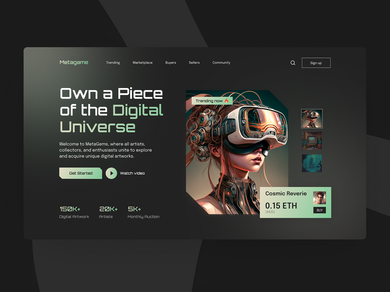MetaGems - NFT Marketplace Hero Section by Ahmad S. Afandi for ...
