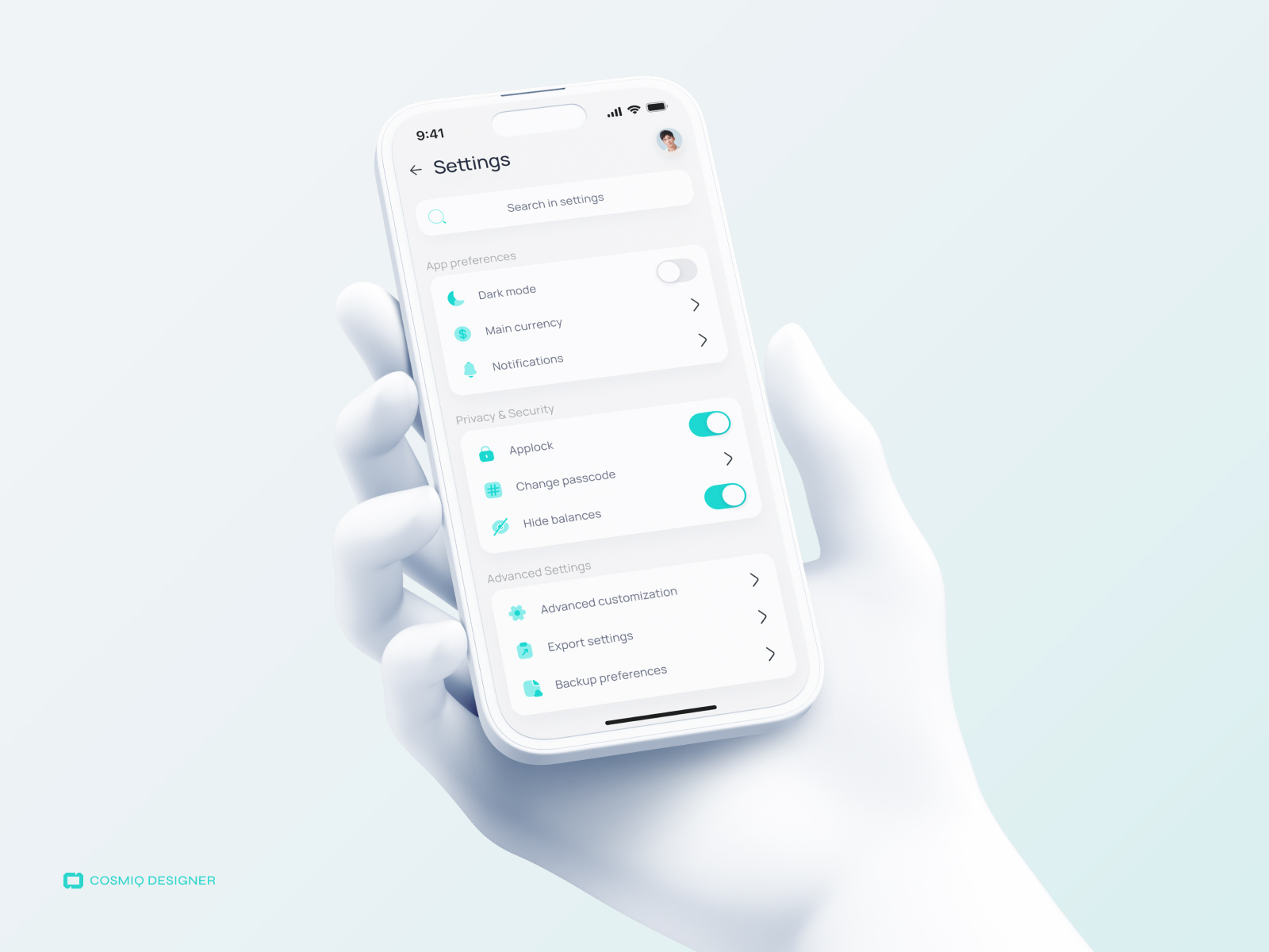 Mobile Settings UI Design by Cosmiq Designer on Dribbble