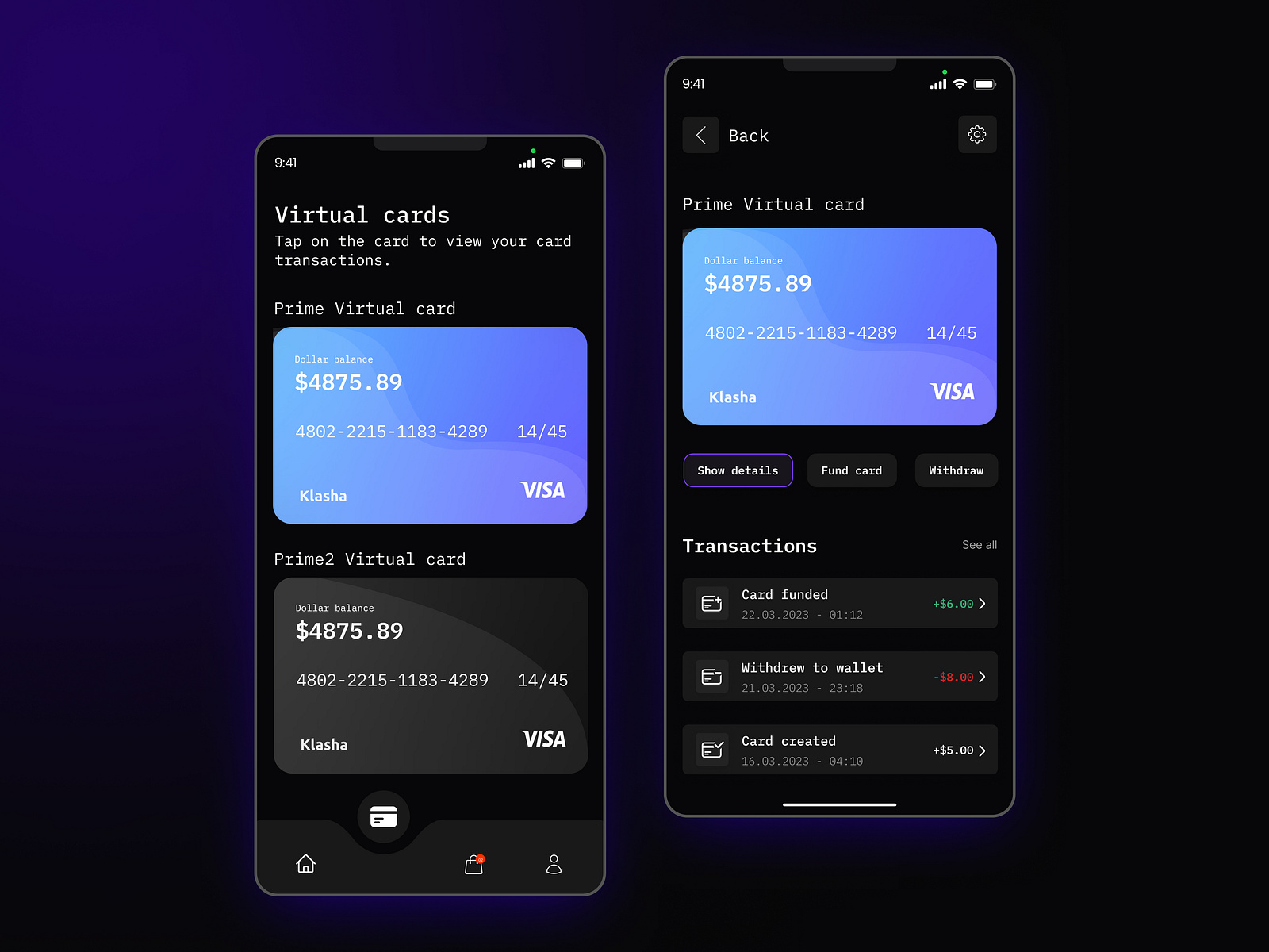 Virtual cards design for a finance mobile. by Ash on Dribbble