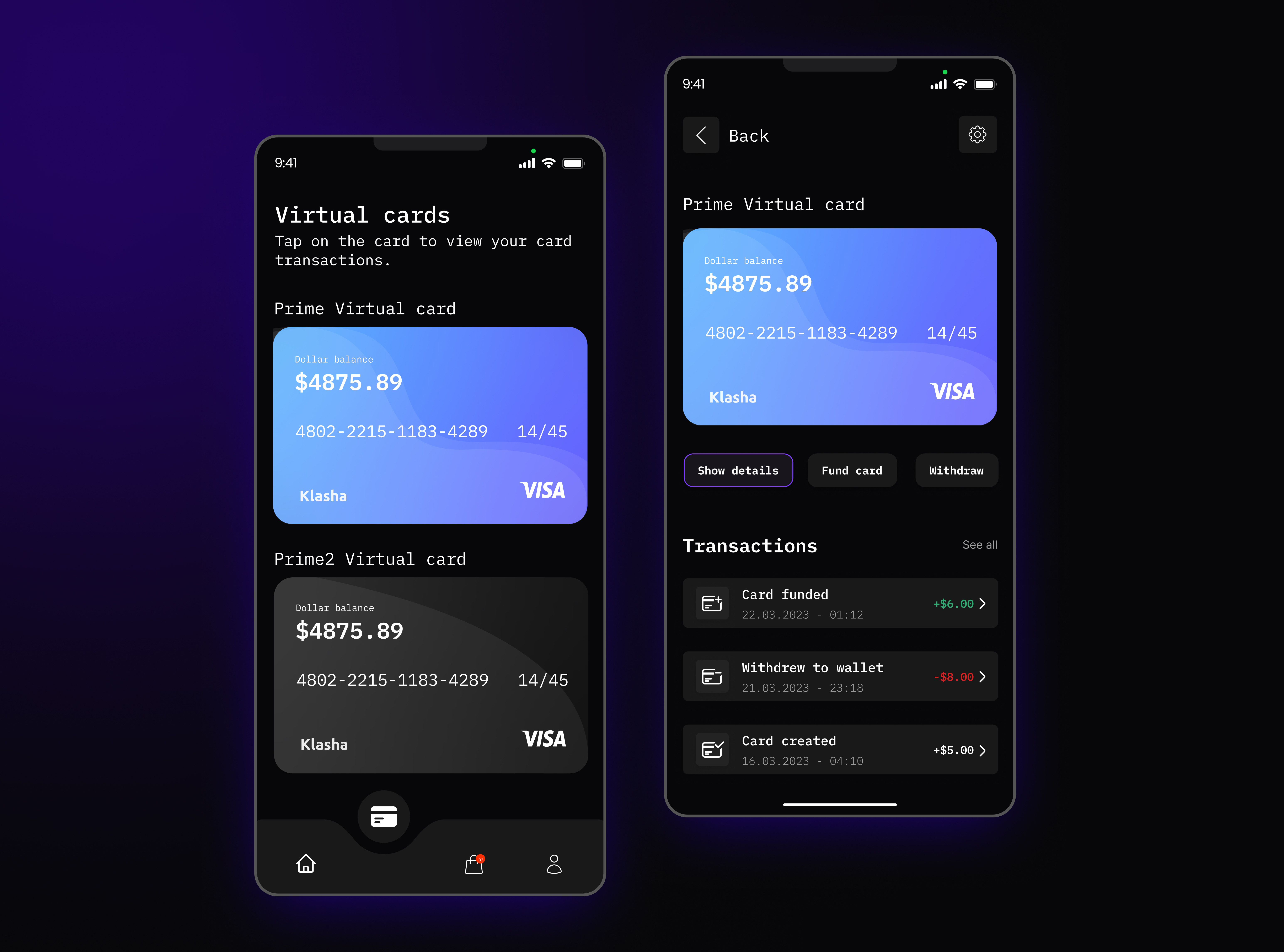 Virtual cards design for a finance mobile. by Ash on Dribbble