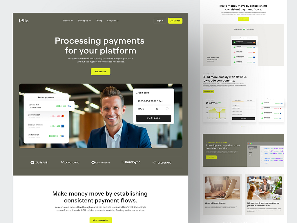Payment Processing Website by Filllo Design Agency on Dribbble