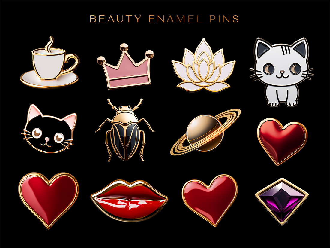 Beauty enamel pins icons set by Paul Rover on Dribbble