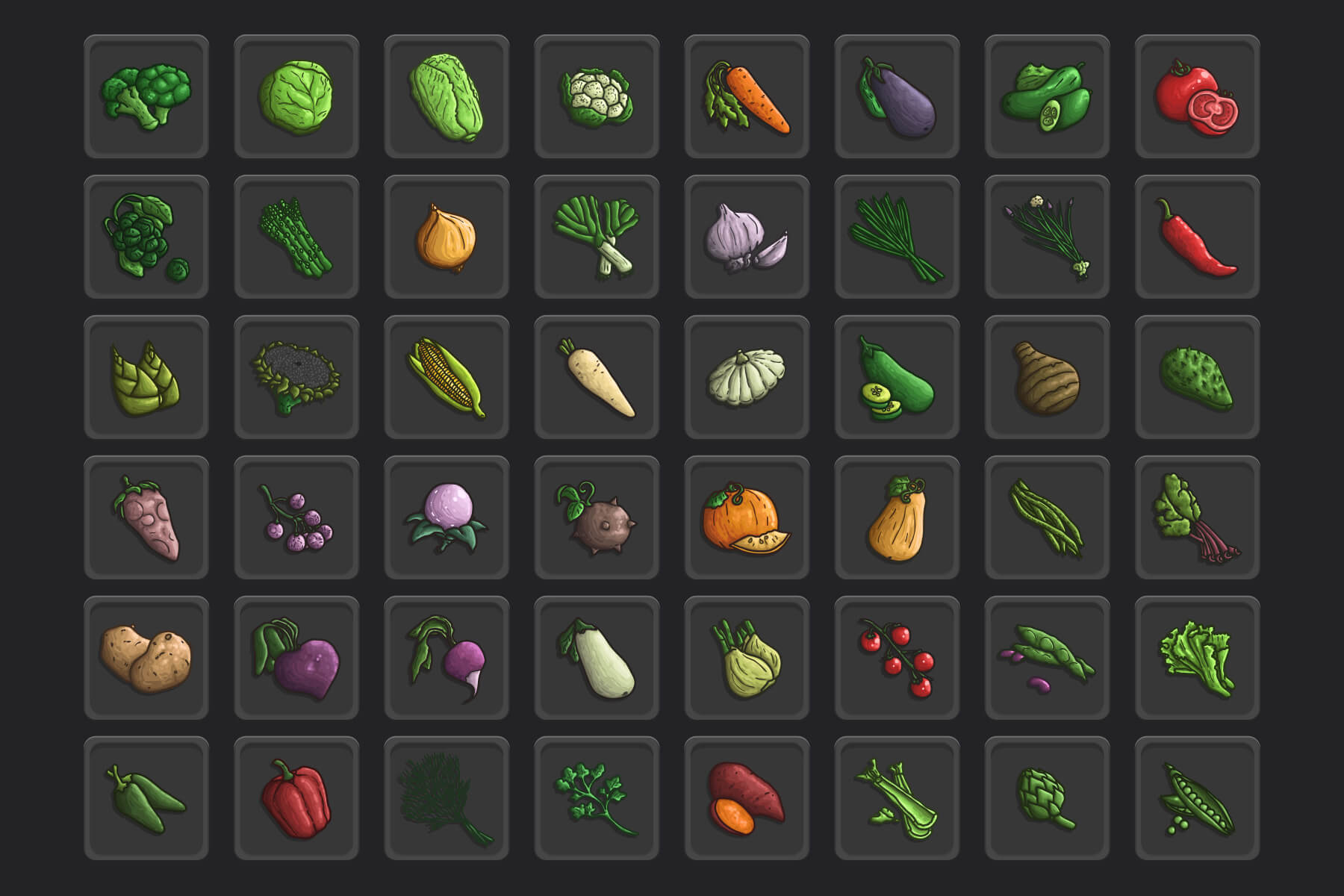 Free Vegetables Vector Icon Pack for RPG by 2D Game Assets on Dribbble