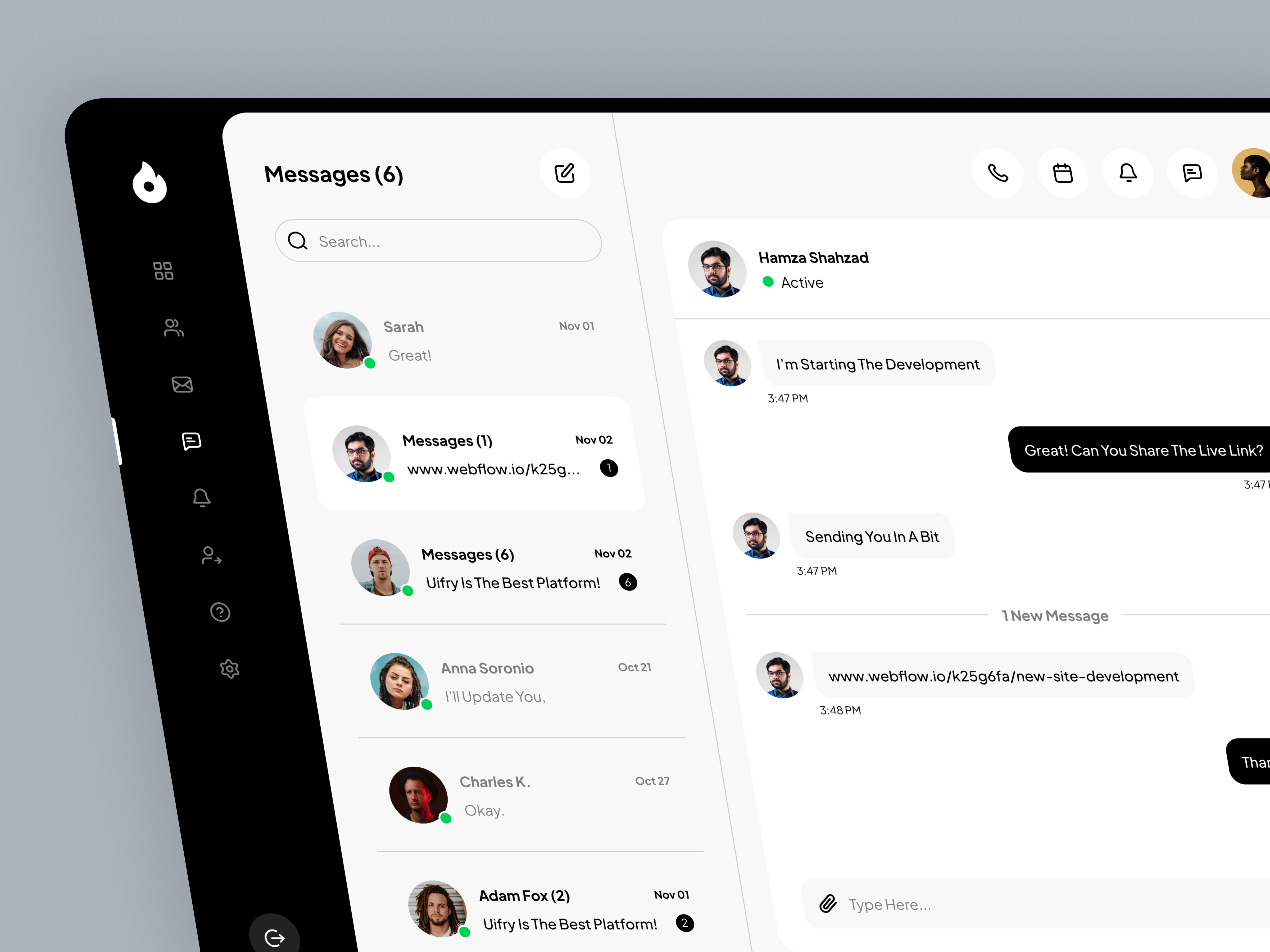 Messaging Dashboard by UIFry on Dribbble