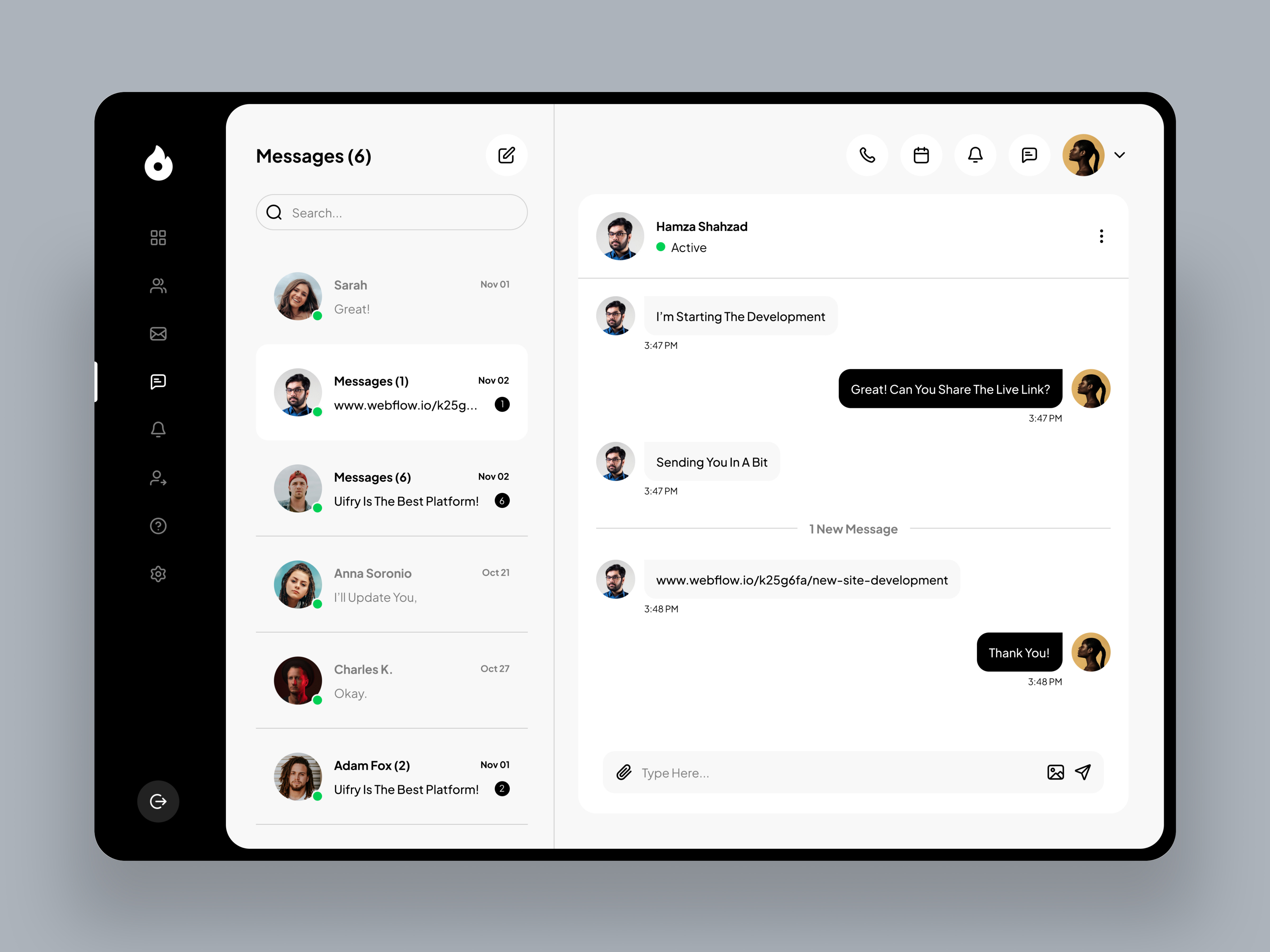 Messaging Dashboard by UIFry on Dribbble