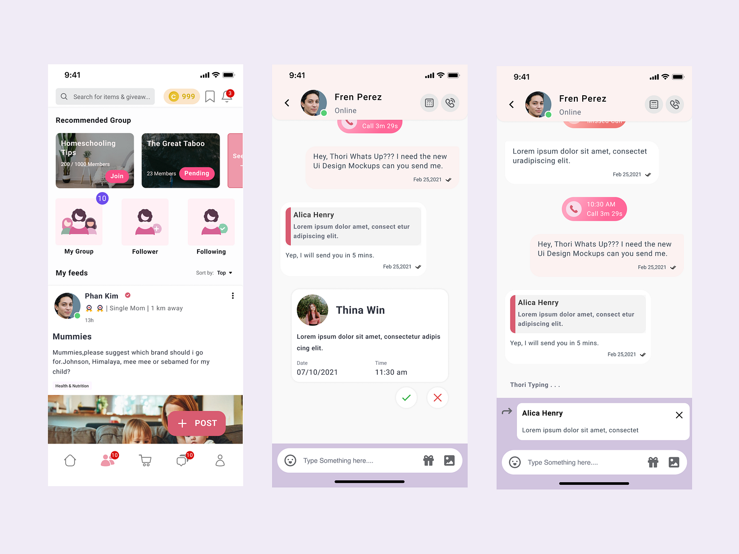 Social Networking App UI by Madgeek on Dribbble