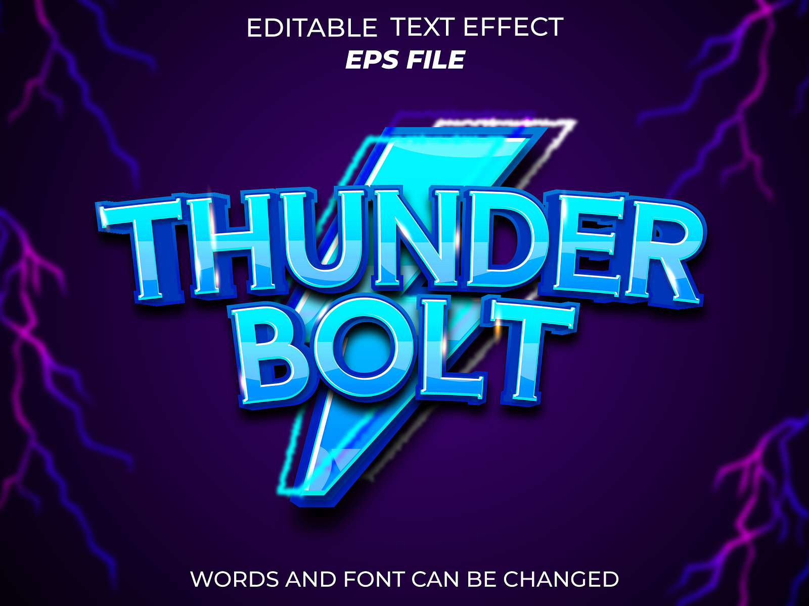 thunder bolt text effect for badge gaming by enel on Dribbble