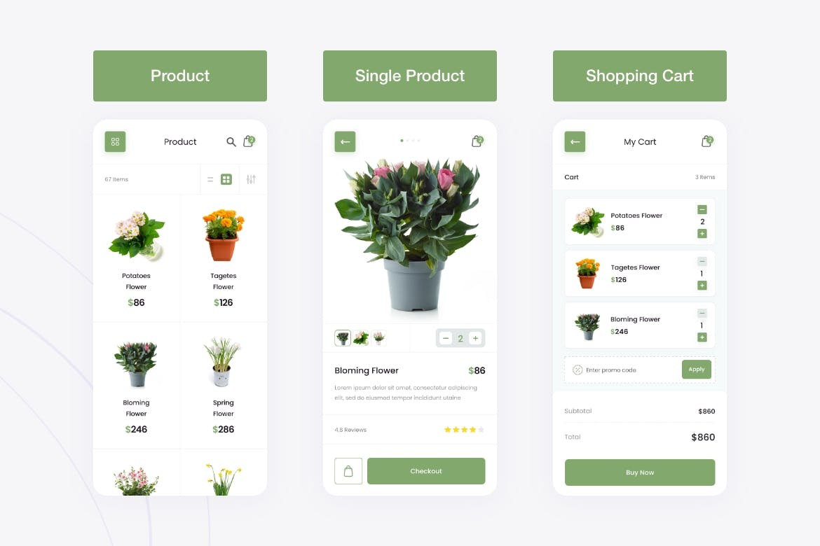 Flores - Flower Shop App Mobile App UI Kit by UI Foundry on Dribbble