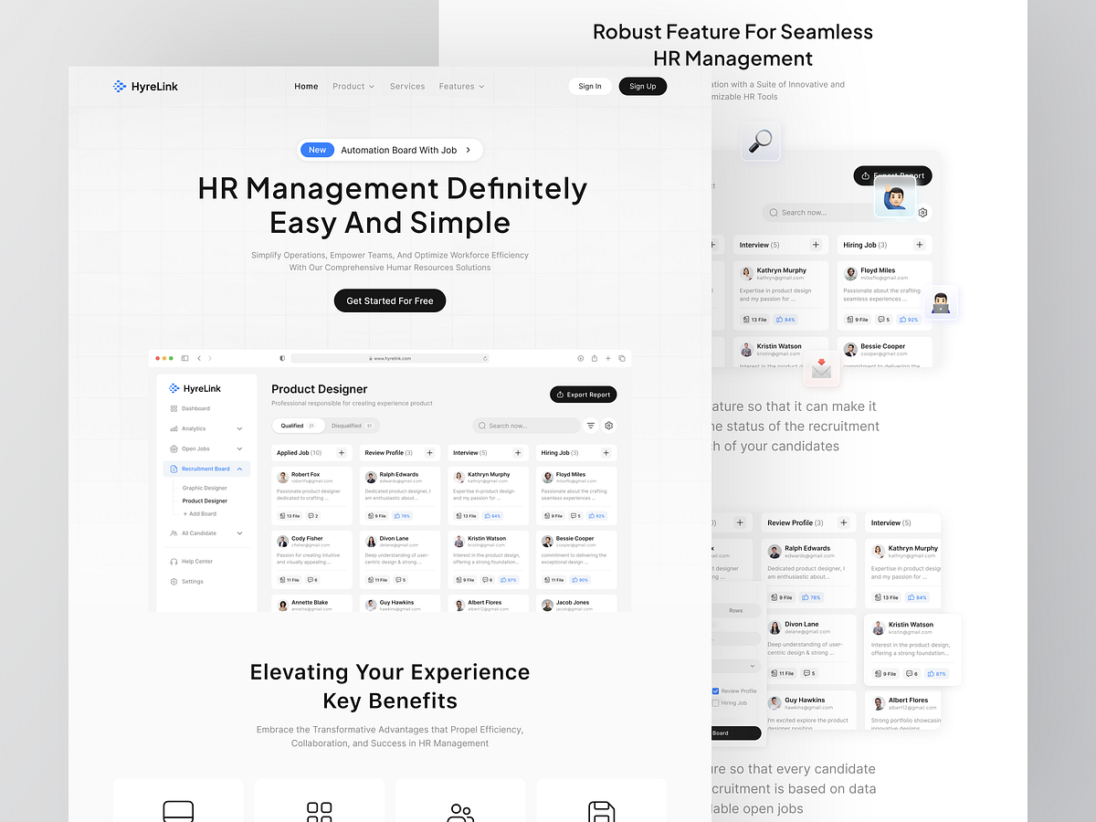HyreLink - HR Landing Page by Vincentius Rangga for Odama on Dribbble