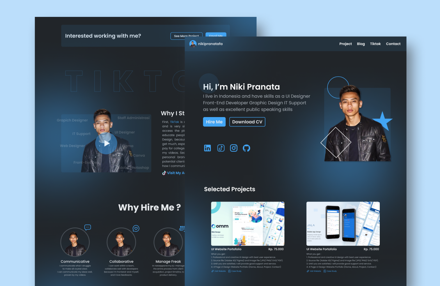 Dark Portfolio Web Design Concept by Niki Pranata on Dribbble