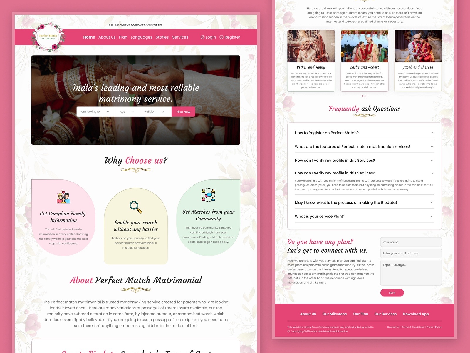 Matrimony Landing Page Design by Codeflash Infotech LLP on Dribbble