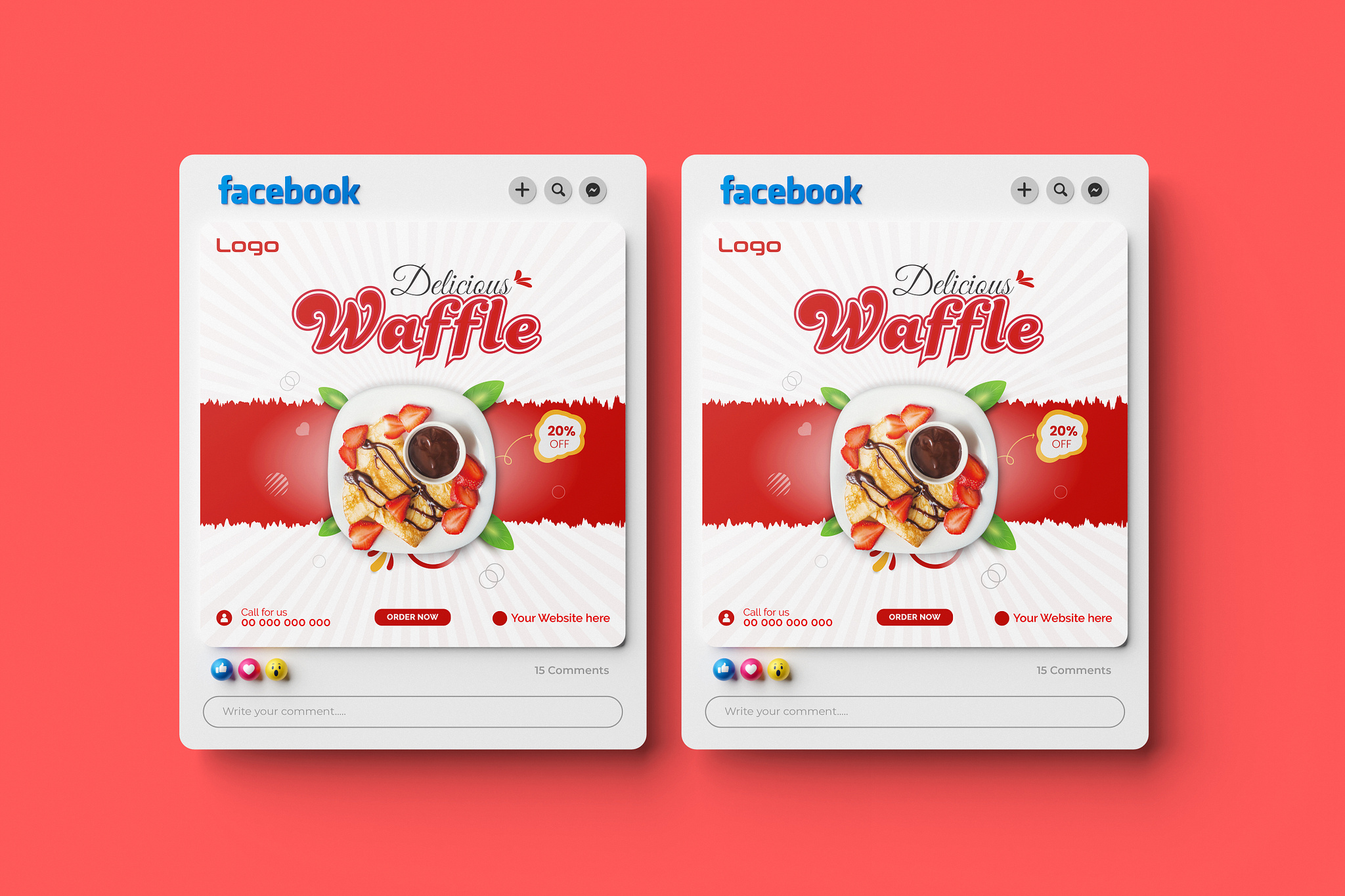 Delicious Waffle Social Media Post Design Template by Mj vectart on ...