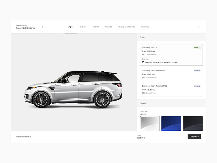 Range Rover - Configurator by Dominik Tyka for Abysso on Dribbble