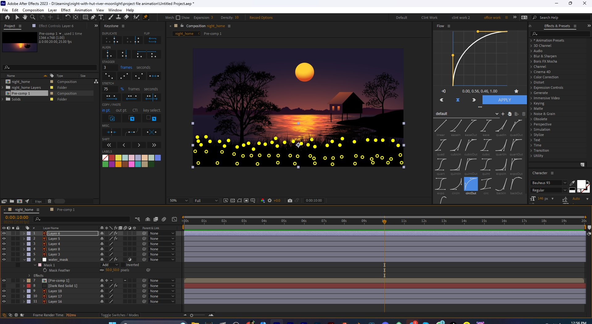 Night with hut at river in the moonlight animation by Ashik Motion on ...