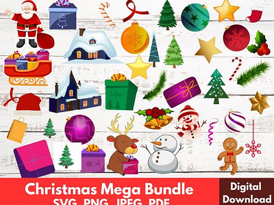 Christmas Clipart Bundle | Christmas SVG Bundle by Bestgrafix.com on ...