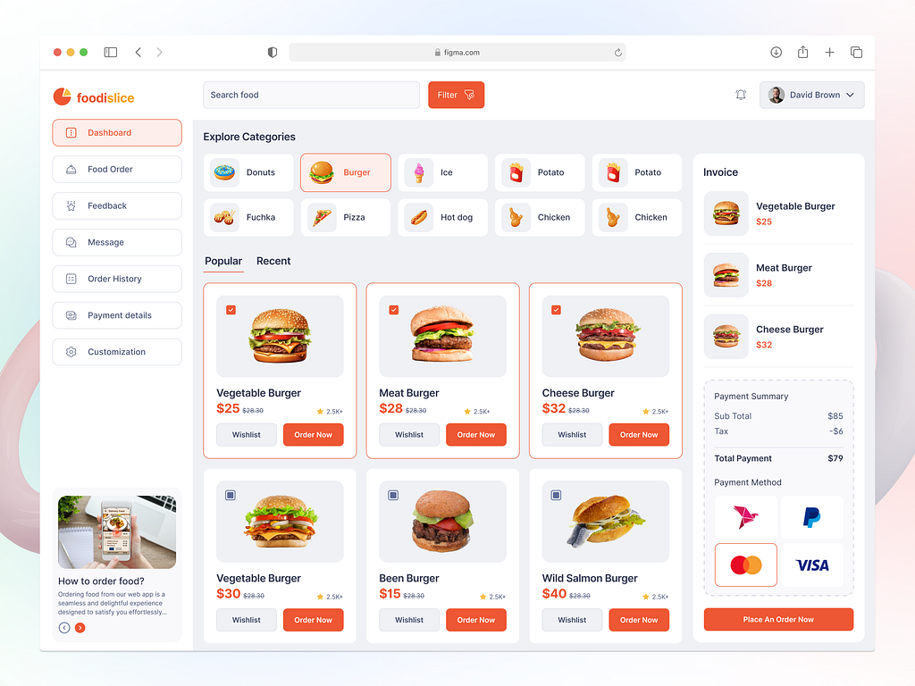 Food ordering dashboard by COZY UX on Dribbble