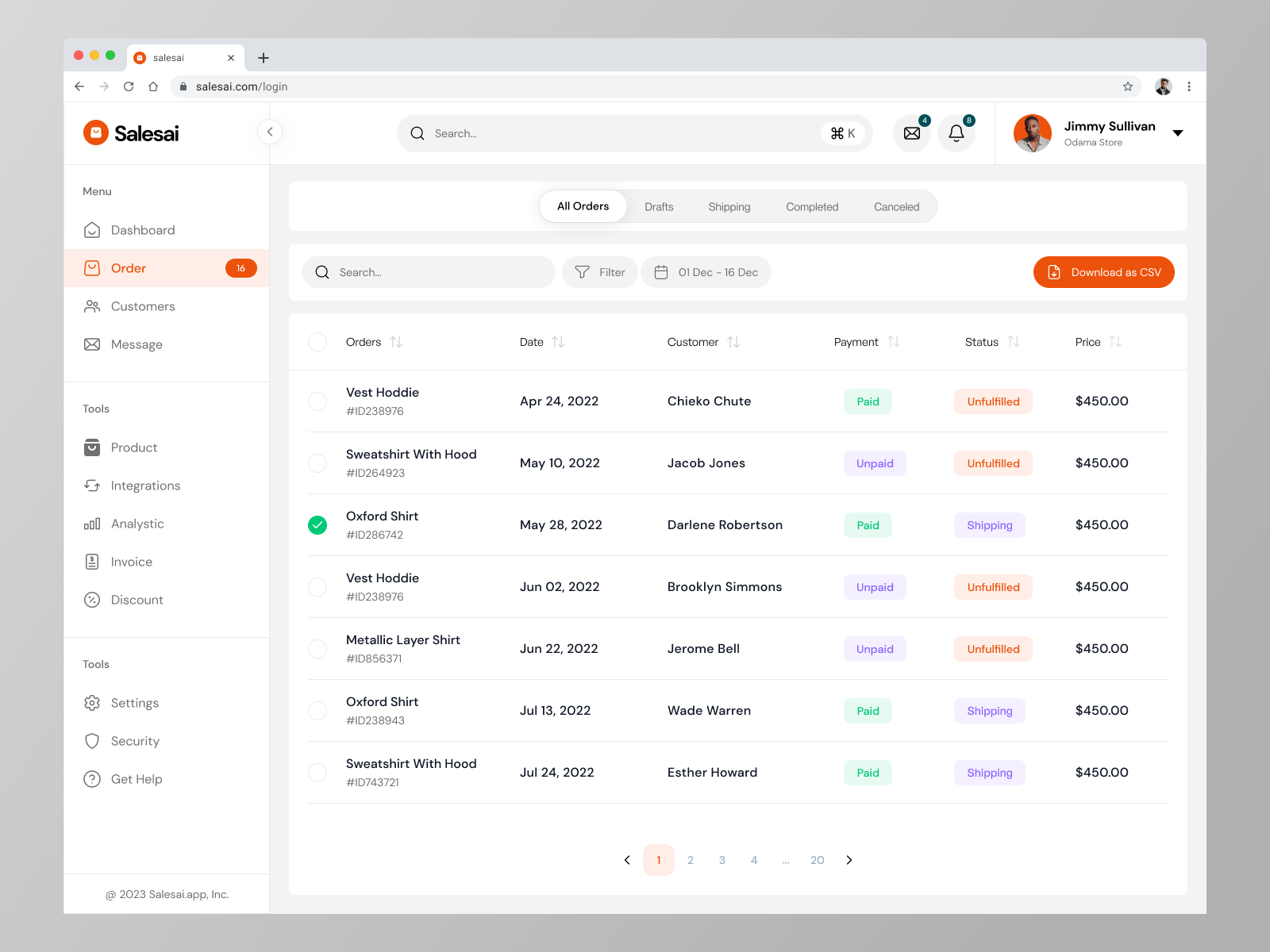 Order Page Dashboard Design by Happy Milliarta for Odama on Dribbble