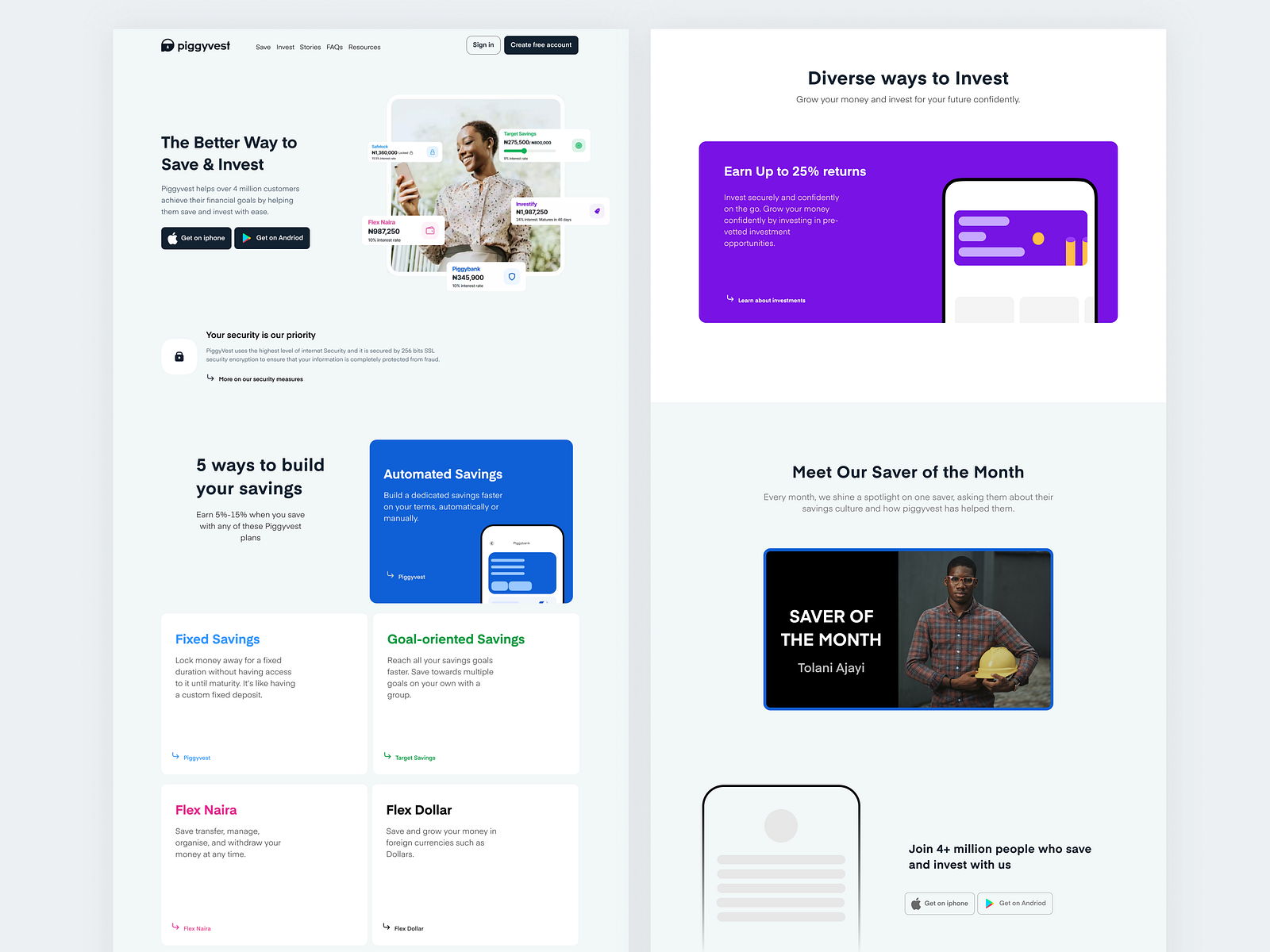 Piggyvest Landing Page Redesign by Olakunle Oyederu on Dribbble