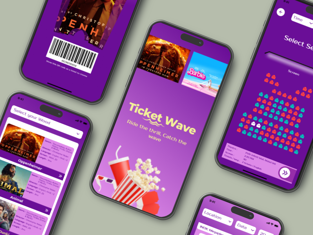 Movie Ticket Booking App UI Design Mockup "Ticket Wave" by Rushi ...