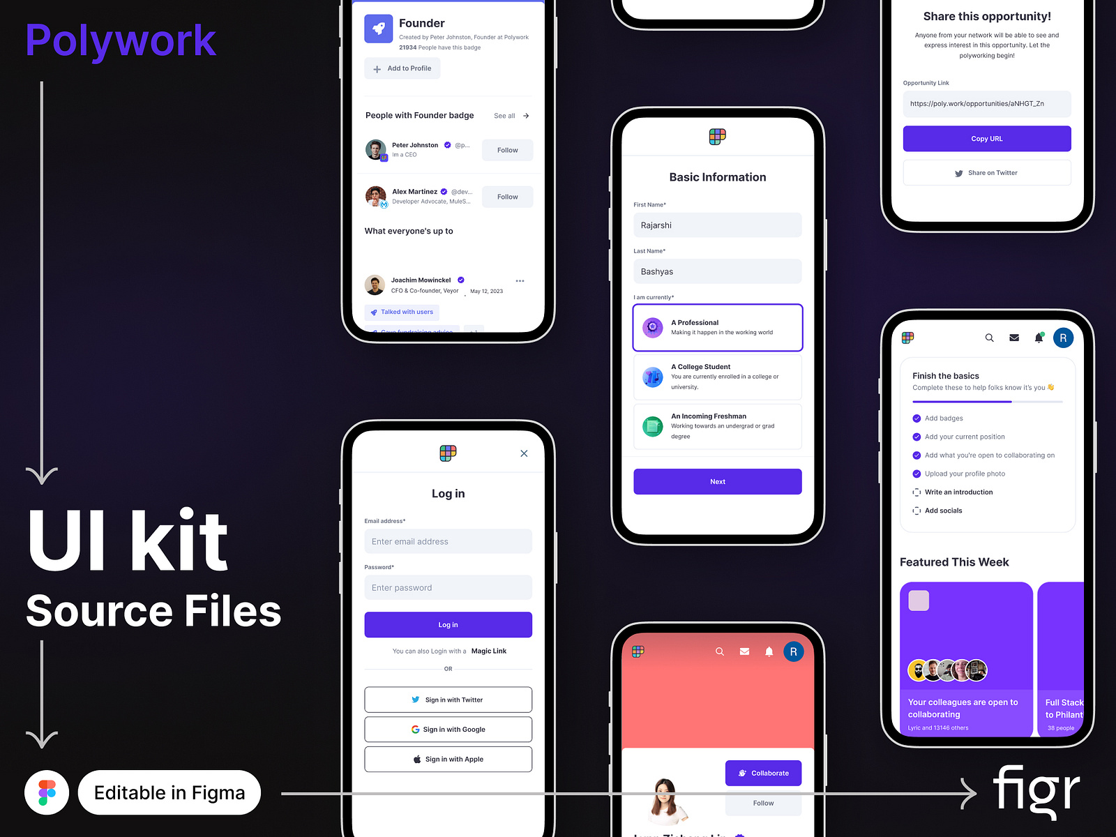 Make Polywork UI your own by Figr Design on Dribbble