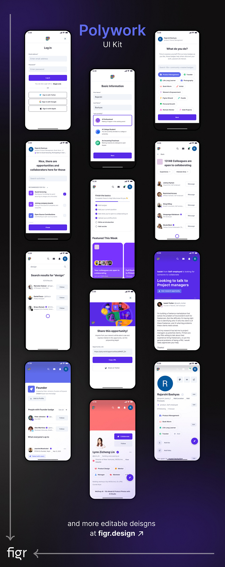 Make Polywork UI your own by Figr Design on Dribbble