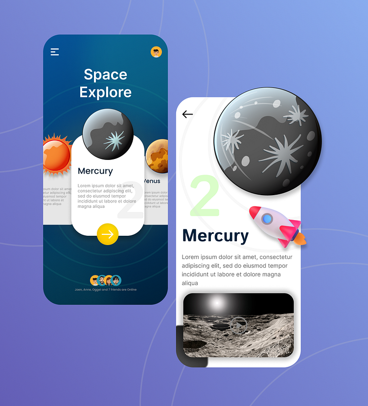 Solar System App UI design | Space Explore app UI with Figma by Sync on ...