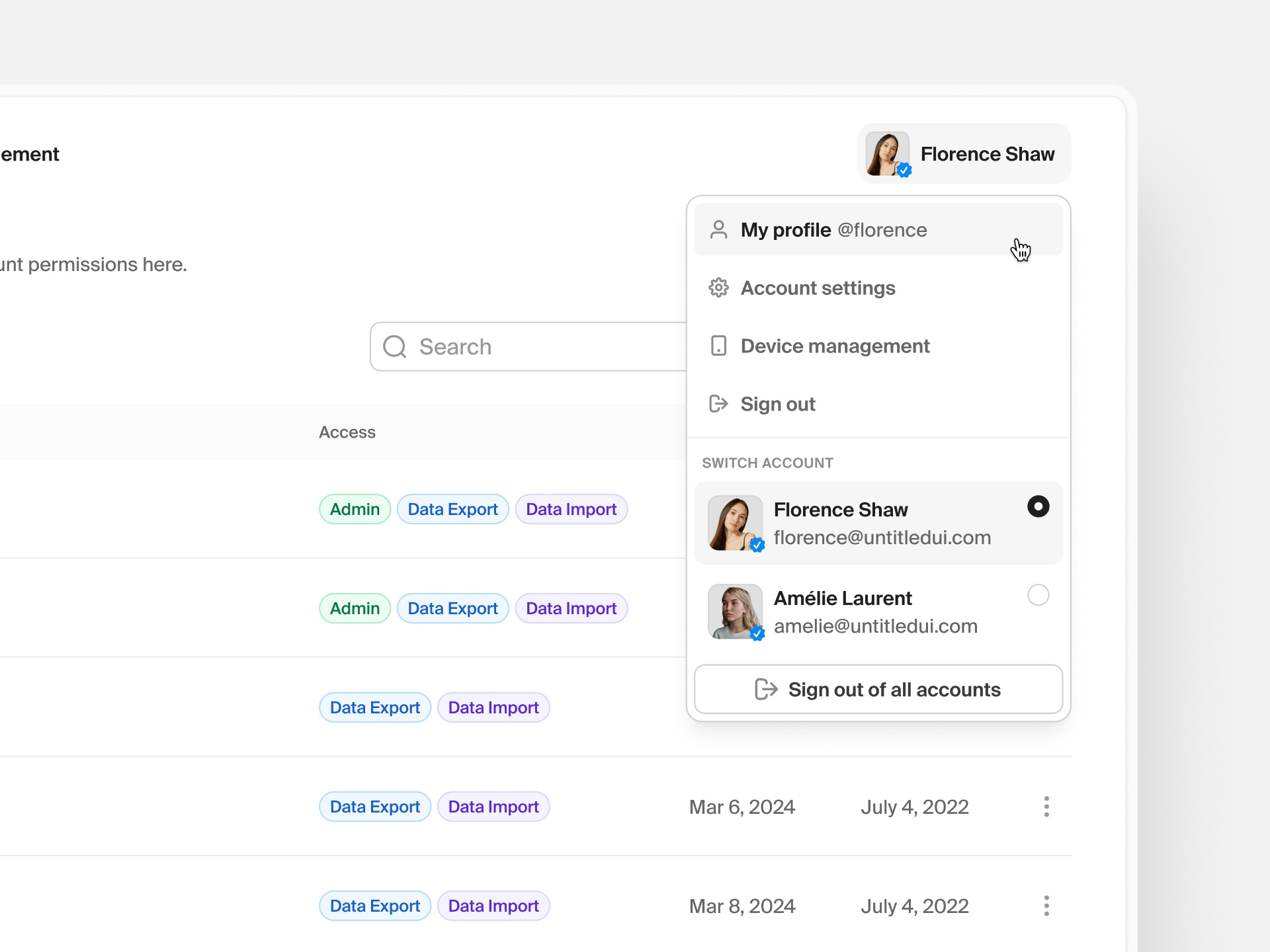 Switch accounts — Untitled UI by Jordan Hughes® on Dribbble