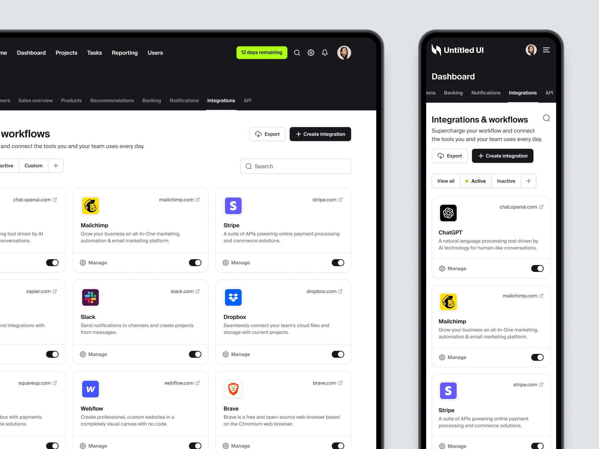 Integrations & workflows — Untitled UI by Jordan Hughes® on Dribbble