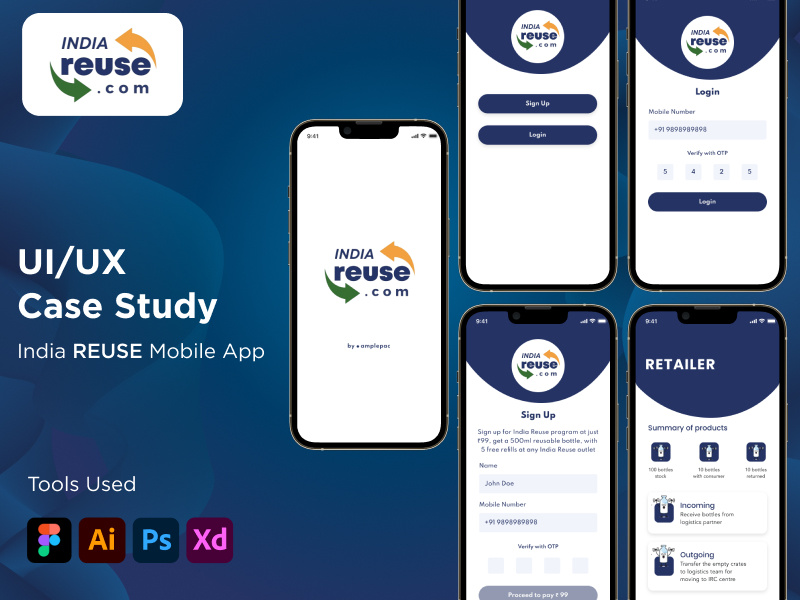 India REUSE Mobile App by Inventcolabs on Dribbble