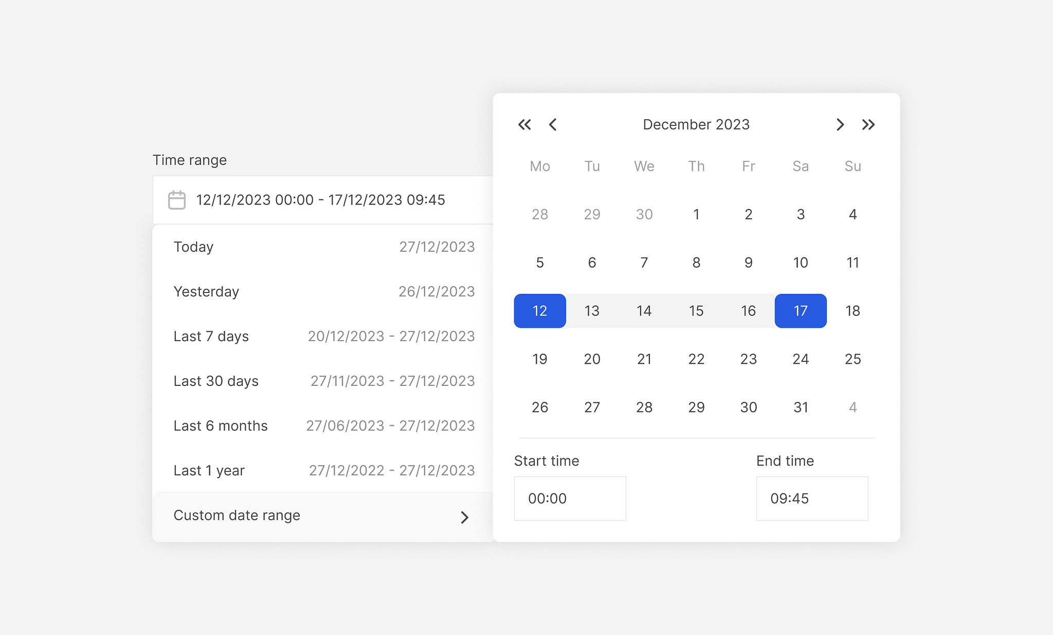 Date range picker by Peter Ondesign on Dribbble