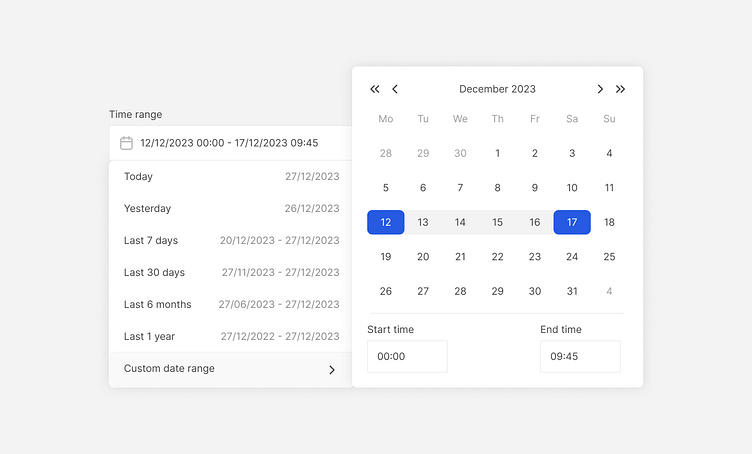 Date range picker by Peter Ondesign on Dribbble