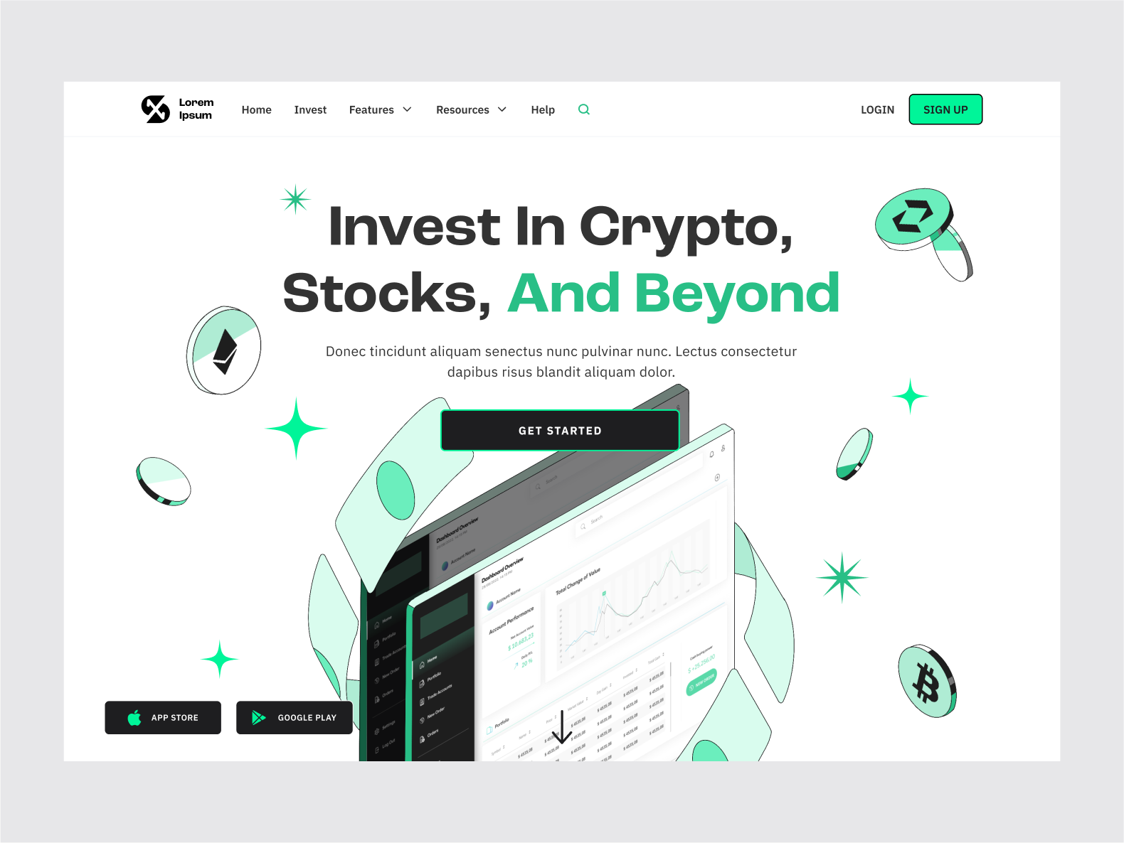 Financial Investment - Landing Page V3 by Sarah Chung on Dribbble