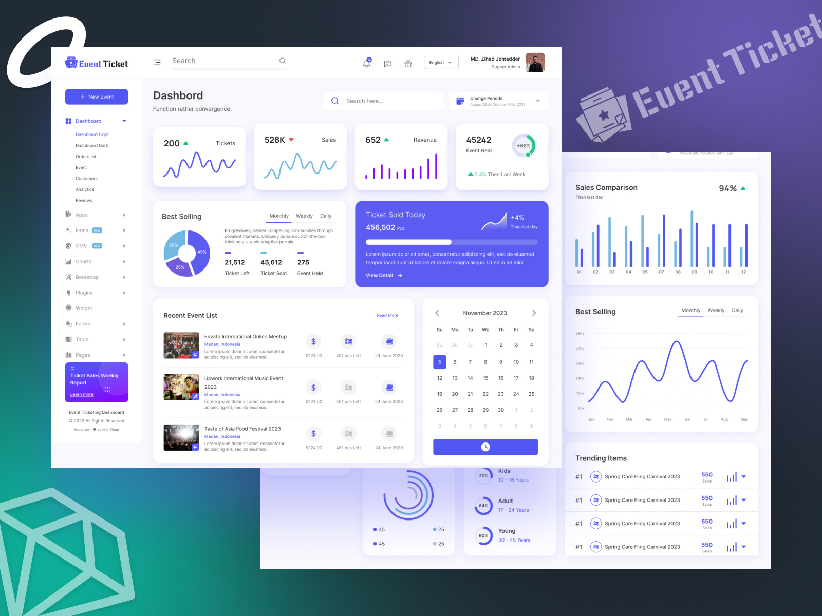 Event Ticketing Dashboard Design by MD Jehad UI UX on Dribbble
