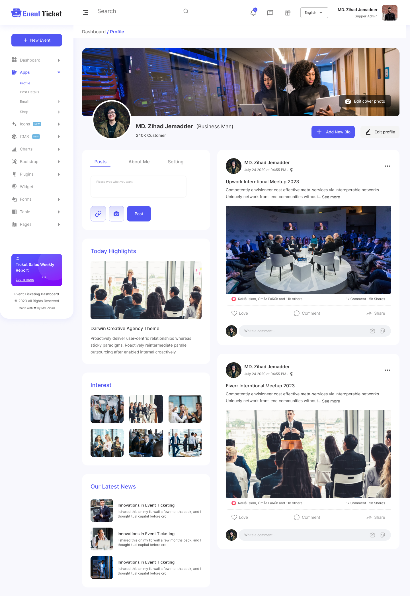 Event Ticketing Dashboard Design by MD Jehad UI UX on Dribbble