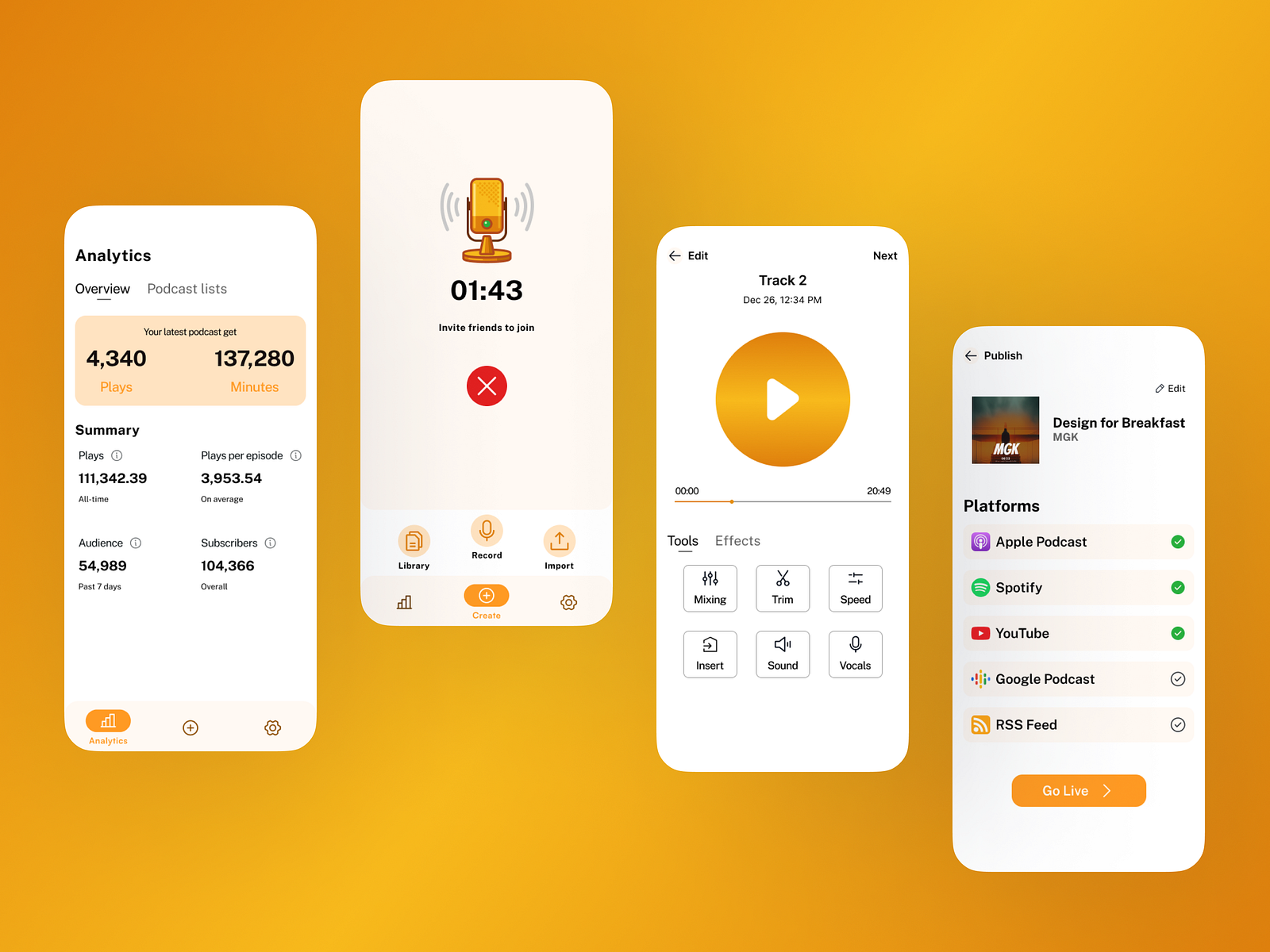 Ultimate Podcast Creation & Management App - UI Design by Ganesh Kumar ...