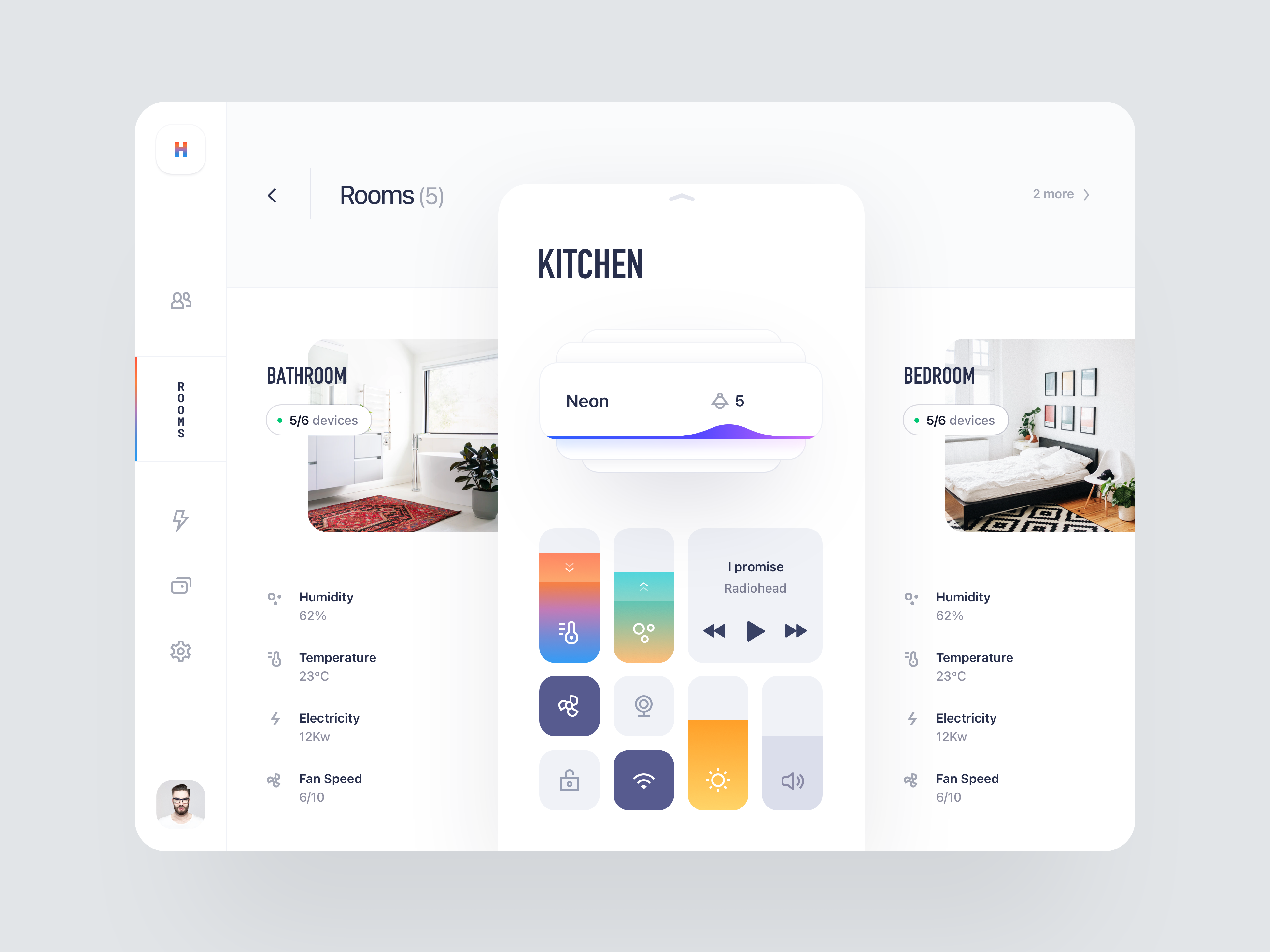 Smart Home App - Rooms by Den Klenkov on Dribbble