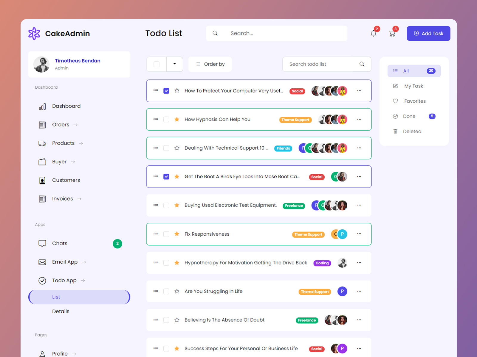 Todo List App - Admin Dashboard Bootstrap Template - CakeAdmin by ... Todo List App - Admin Dashboard Bootstrap Template - CakeAdmin by ...