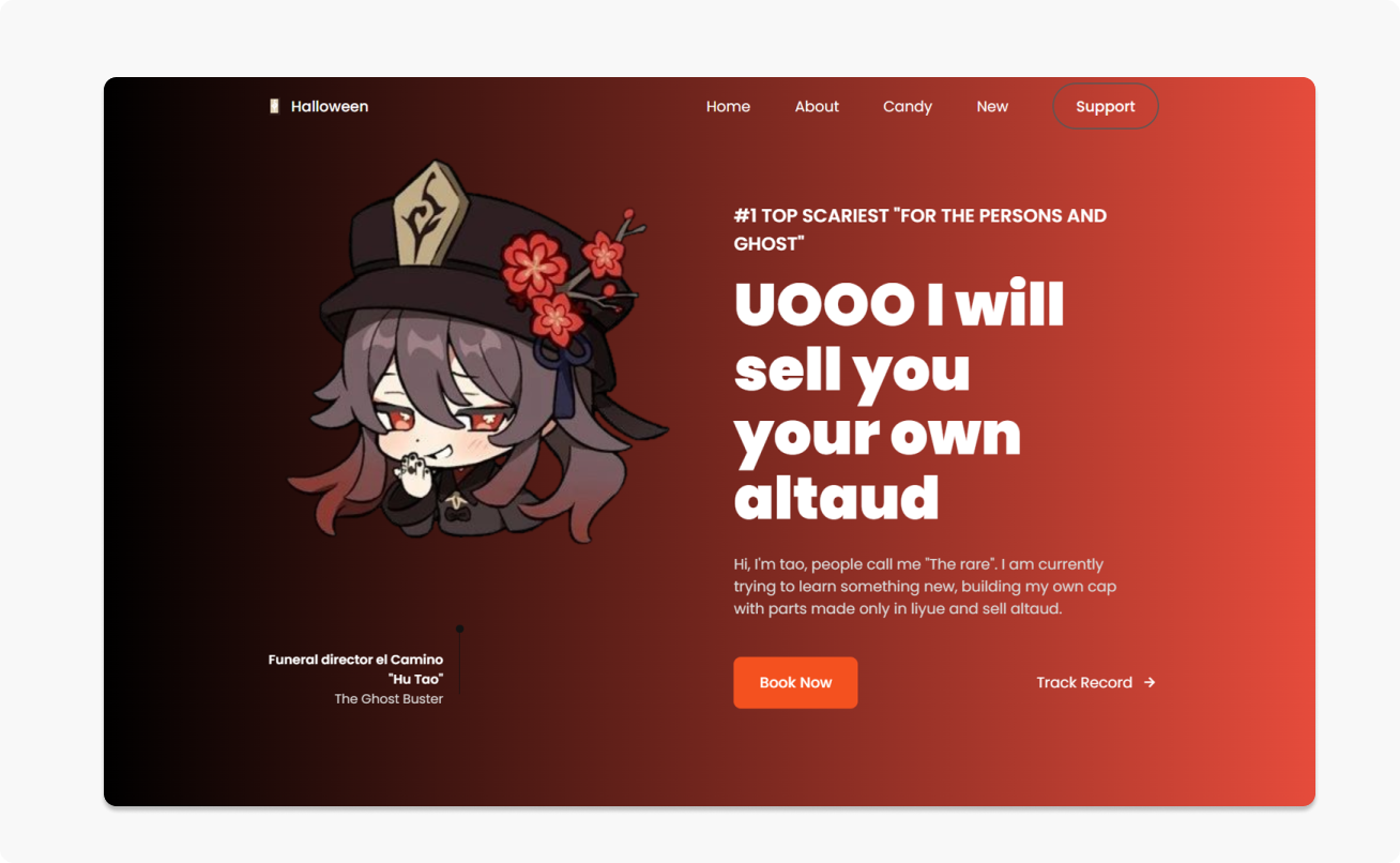Hutao/Genshin Impact landing page haloween :) by Dann on Dribbble