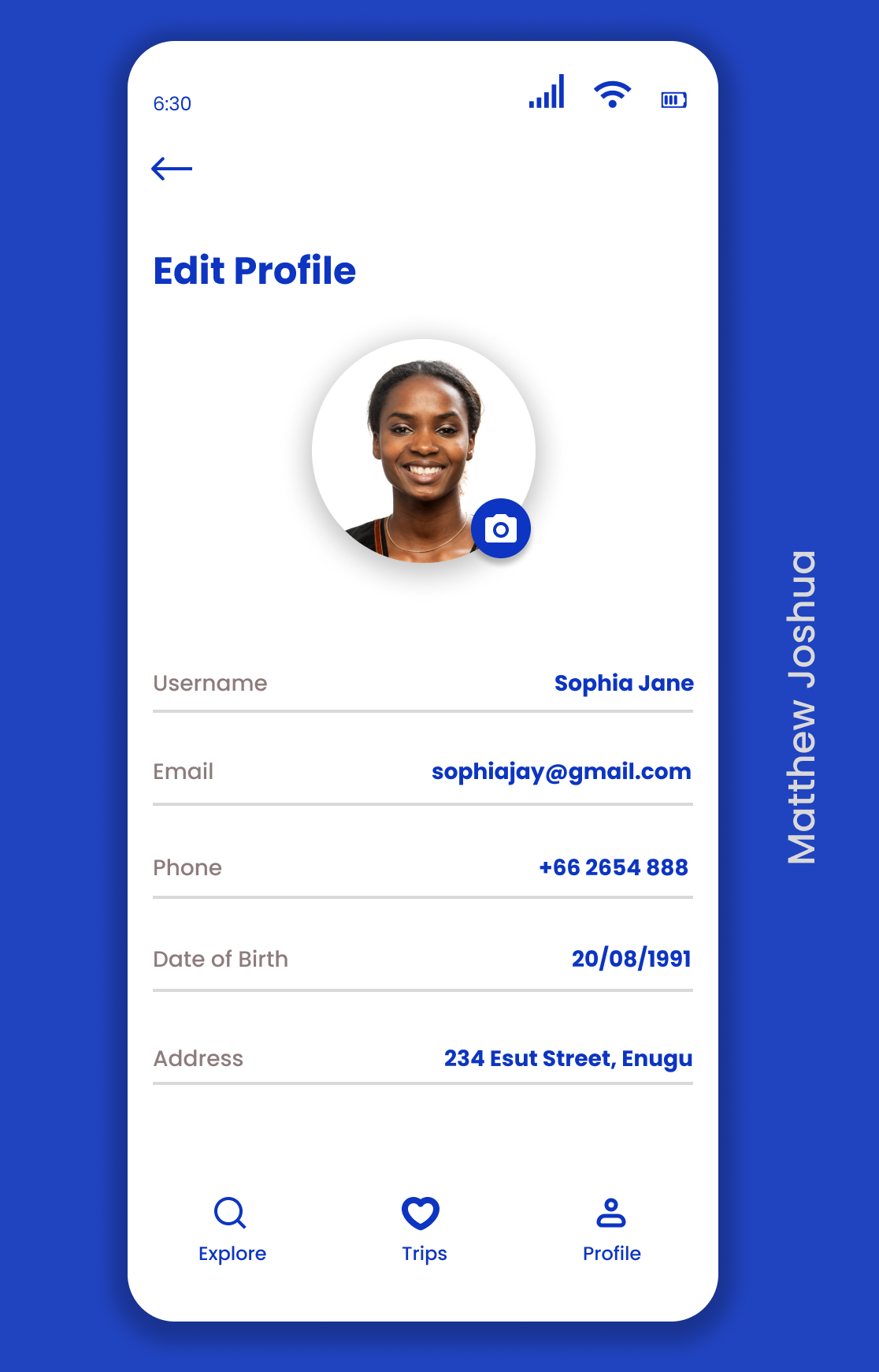 User Profile Design by Matthew Joshua by Matthew Joshua on Dribbble