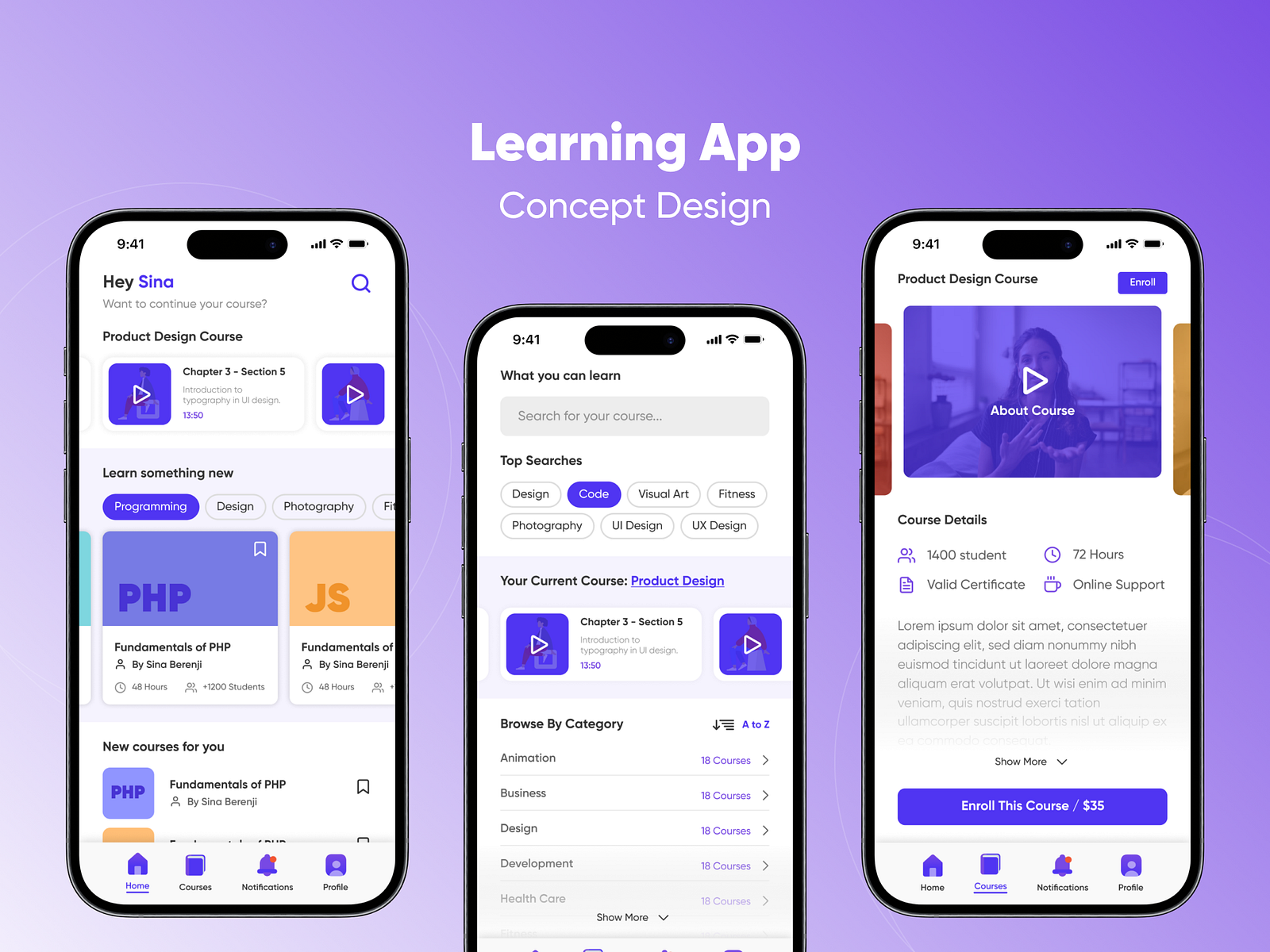 Learning App | Concept Design by Sina Berenji on Dribbble