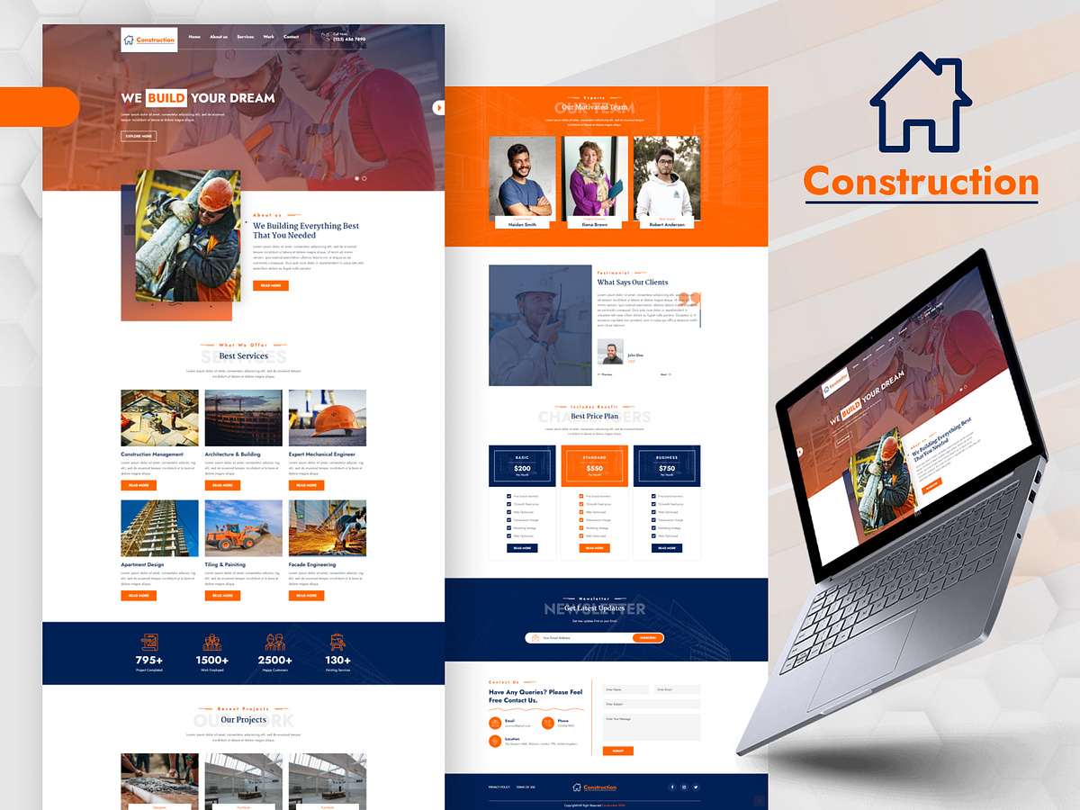 Construction Site: One Page Construction HTML5 Free Template by Geek Code Lab on Dribbble