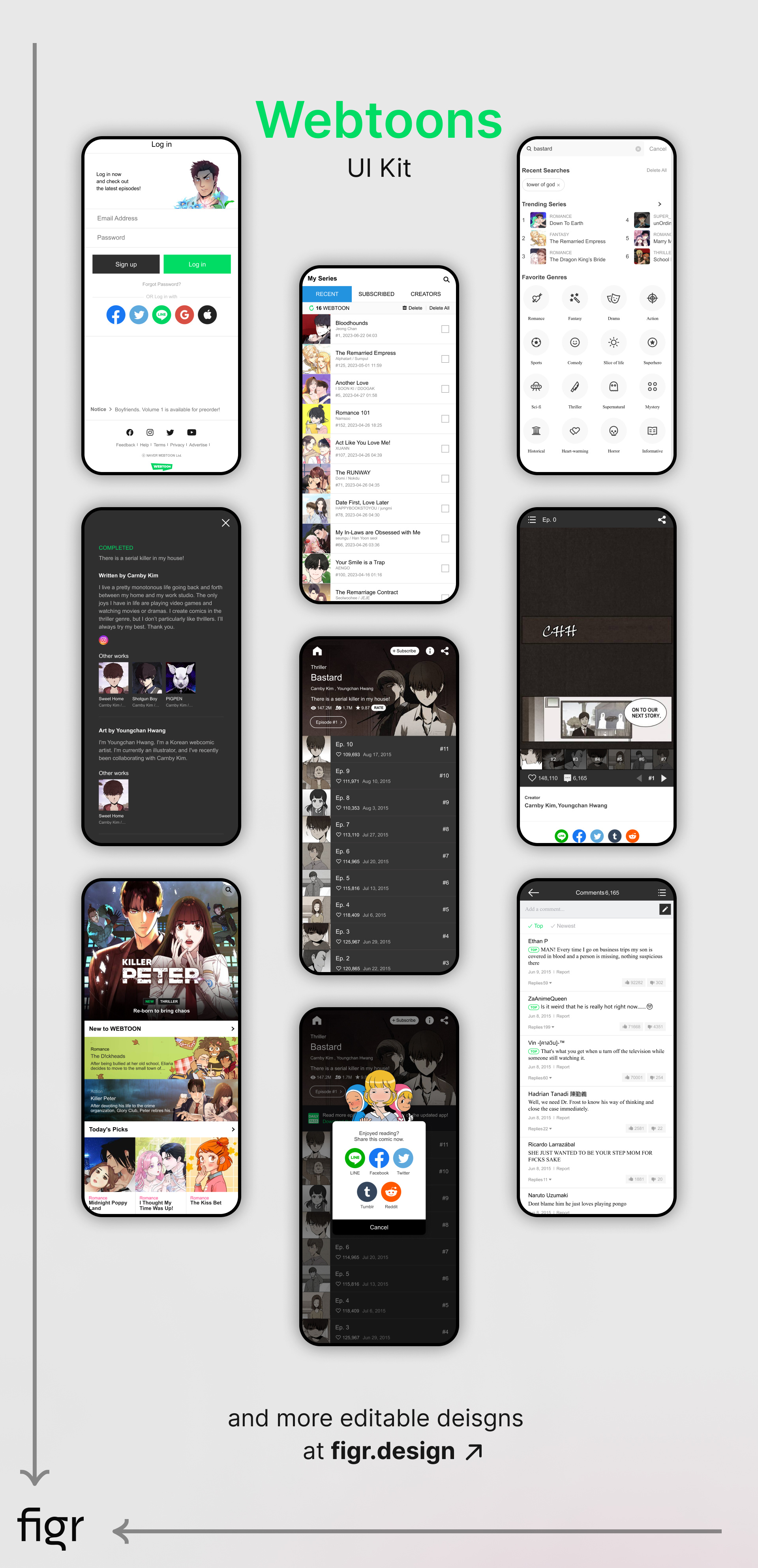 Make Webtoons UI your own by Figr Design on Dribbble